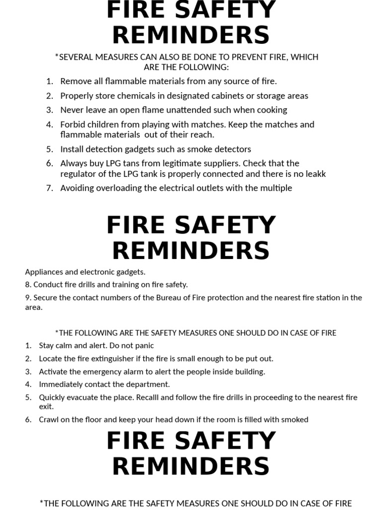 Fire Safety Reminders | PDF | Traffic Collision | Road Traffic Safety