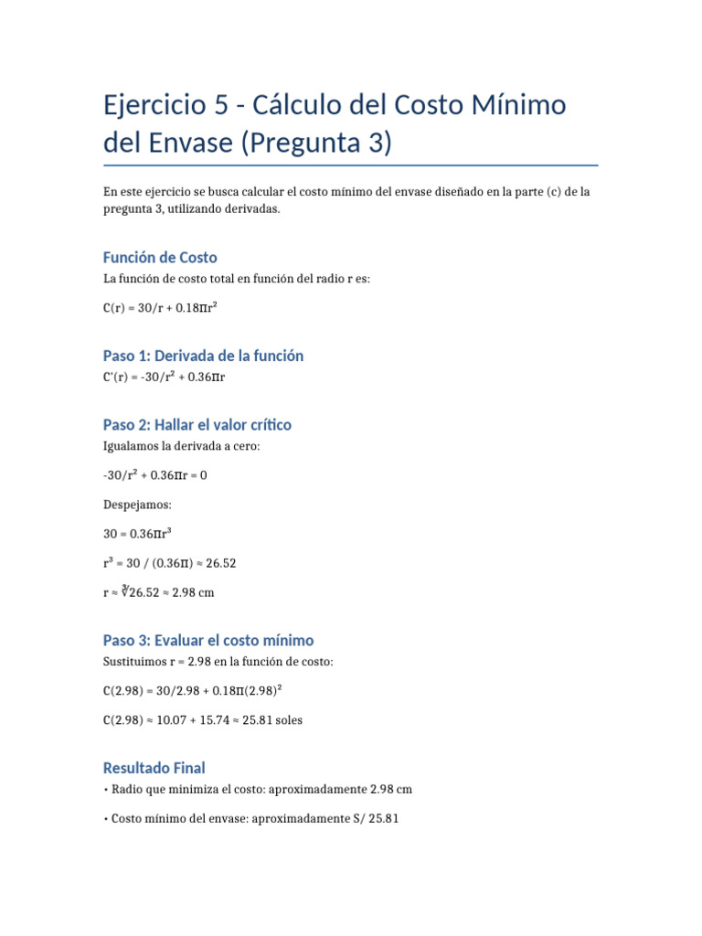 Ejercicio 5 Costo Minimo | PDF