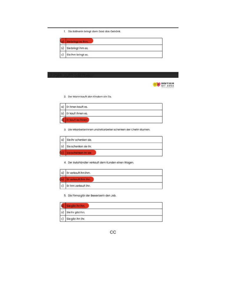 b1 Mit Kai Ha Satzbau Aufgabe 2 1-5 | PDF