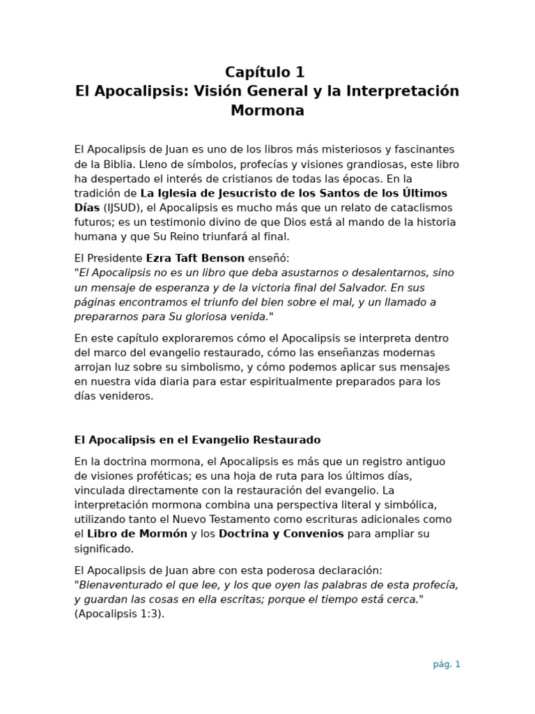 Interpretación Mormona del Apocalipsis | PDF | Libro de revelación ...