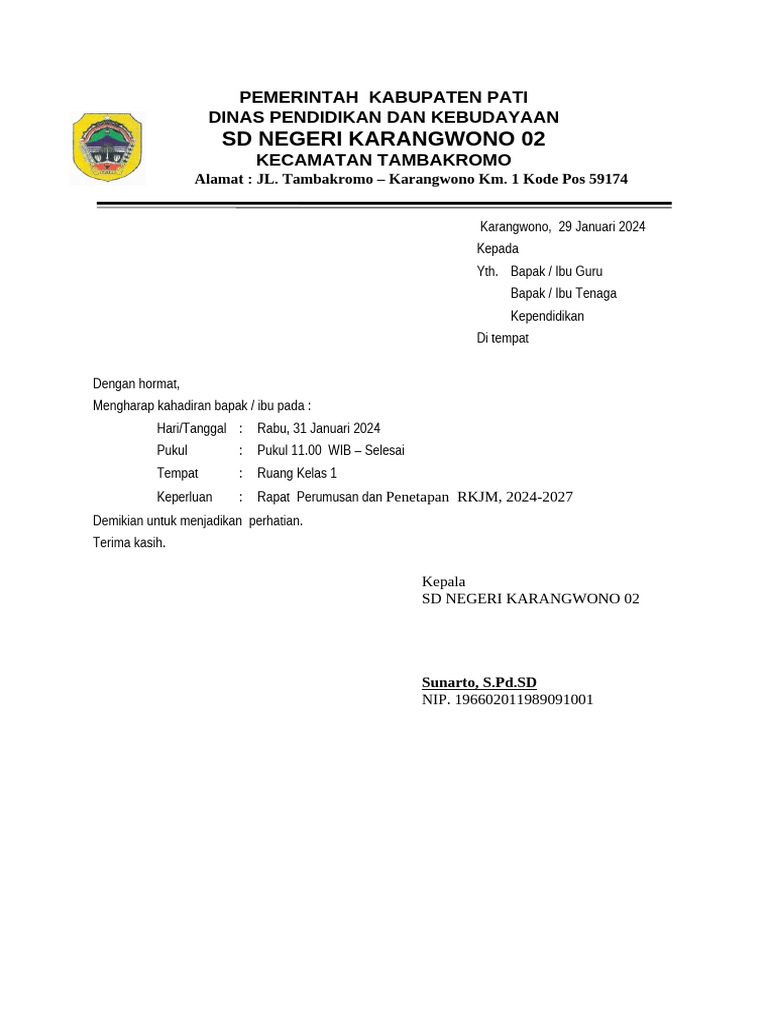 Undangan BA Notulen Penetapan RKJM, RKT, RKAS | PDF