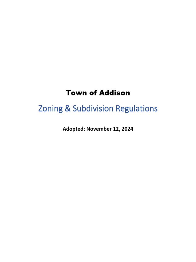 Addison Town Zoning and Subdivision Regulations Adopted November 2024 | PDF | Surface Runoff ...