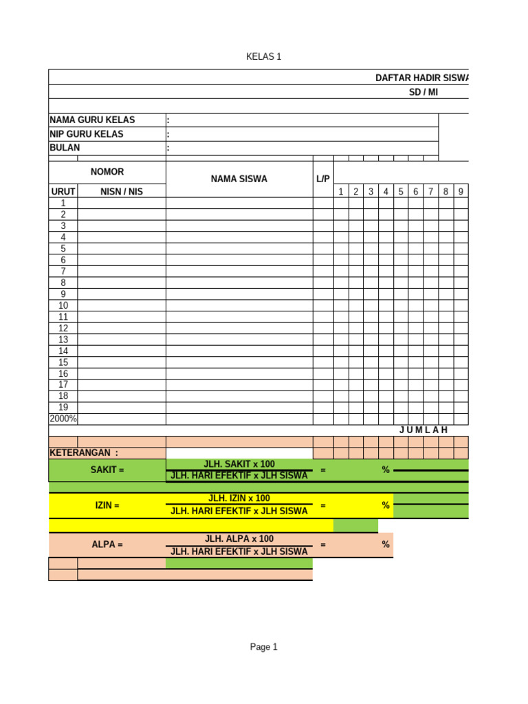 Absensi Siswa Beserta Rekapan | PDF