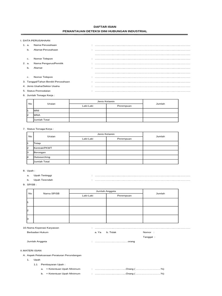 Form Isian Deteksi Dini | PDF