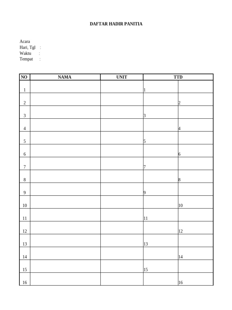 Daftar Hadir Presentasi Master | PDF