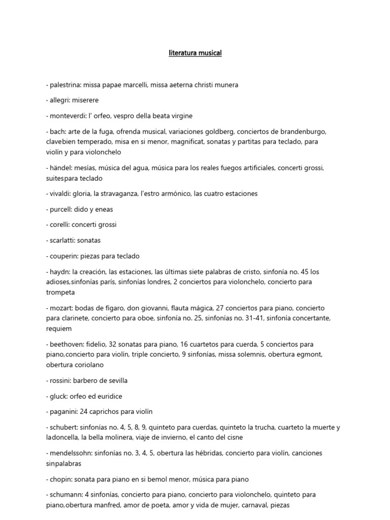 Literatura Musical | PDF | Concierto | Sinfonía