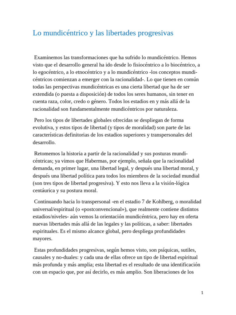 Libertades Progresivas y Mundi-Centrismo | PDF | Libertad | Moralidad