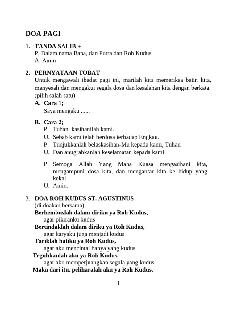 DOA PAGI Katolik | PDF