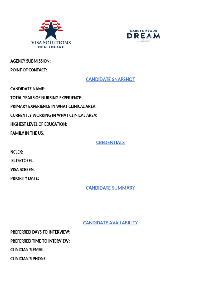 Candidate Submission Form - Blank | PDF