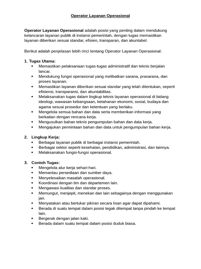 Operator Layanan Operasional | PDF