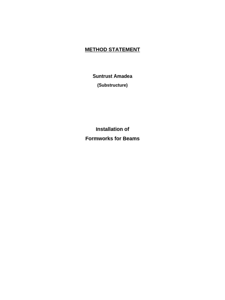 Method Statement of Installation of Formworks For Beams | PDF ...