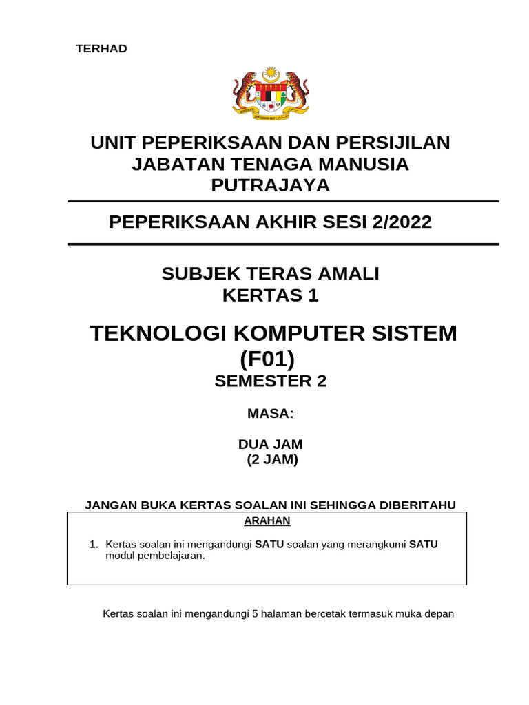 Soalan Amali T.shooting S2K1 - F01 | PDF