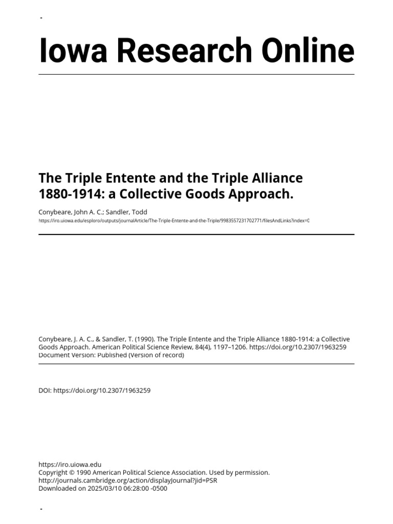 The Triple Entente and The Triple Alliance 1880-1914 - A Collectiv ...