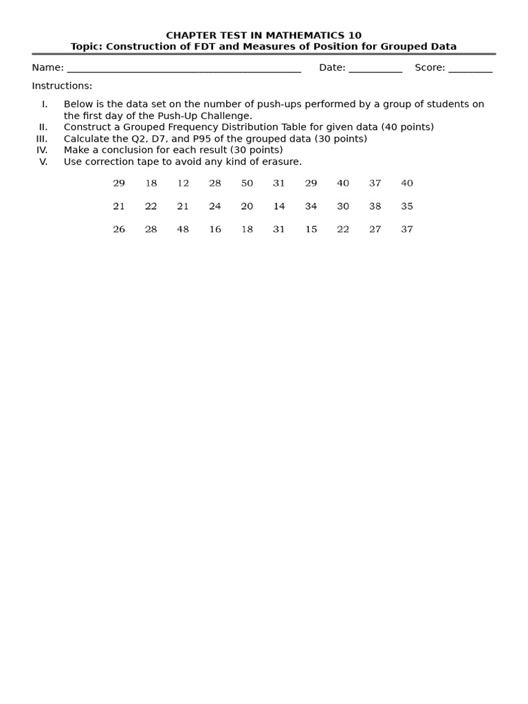 Chapter Test in Mathematics 10 2 | PDF