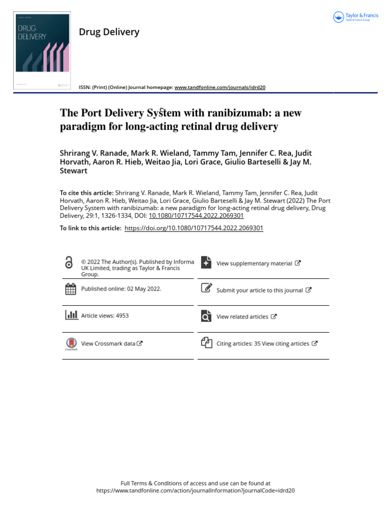 The Port Delivery System With Ranibizumab A New Paradigm For Long ...