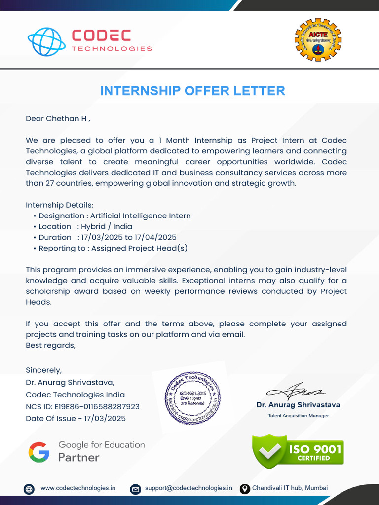 HR Offer Letter | PDF