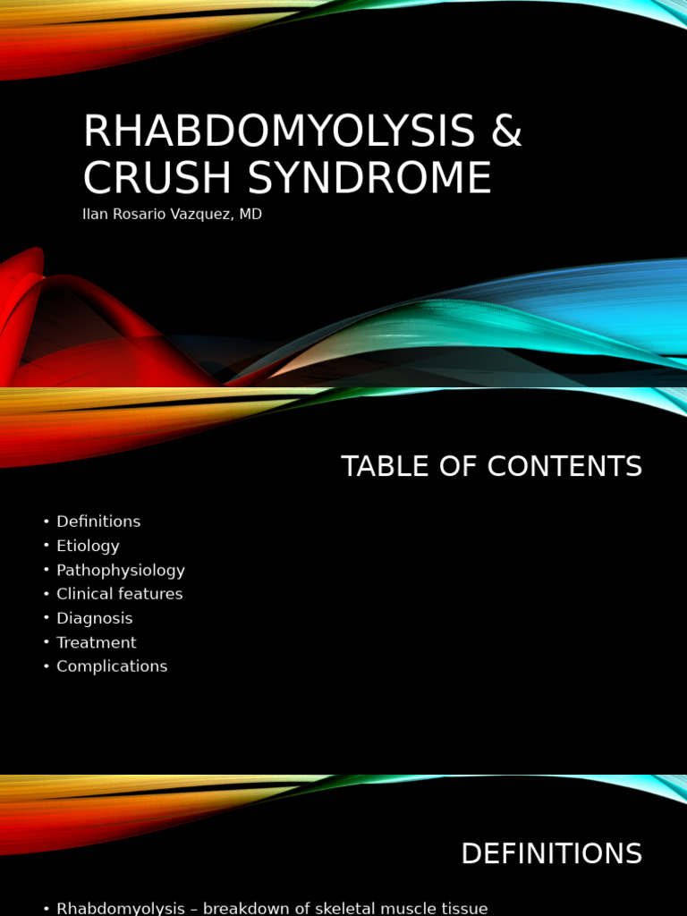 Rhabdomyolysis & Crush Syndrome | PDF | Physiology | Human Diseases And ...