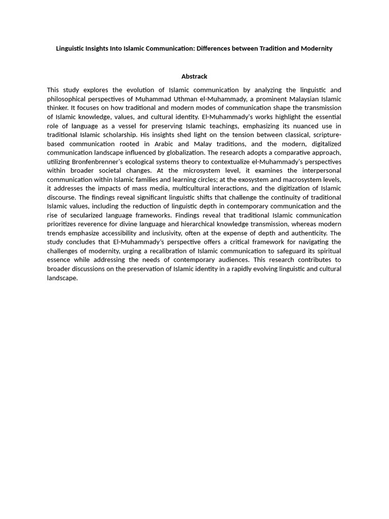 Linguistic Insights Into Islamic Communication | PDF