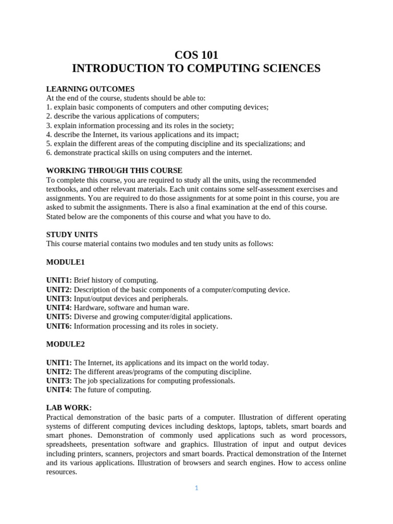 COS 101 (1) | PDF | Computer Data Storage | Image Scanner