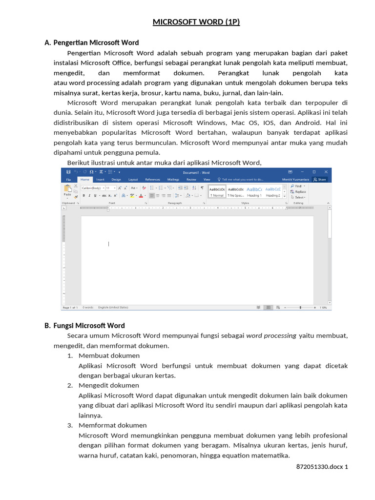 Fungsi dan Manfaat Microsoft Word | PDF