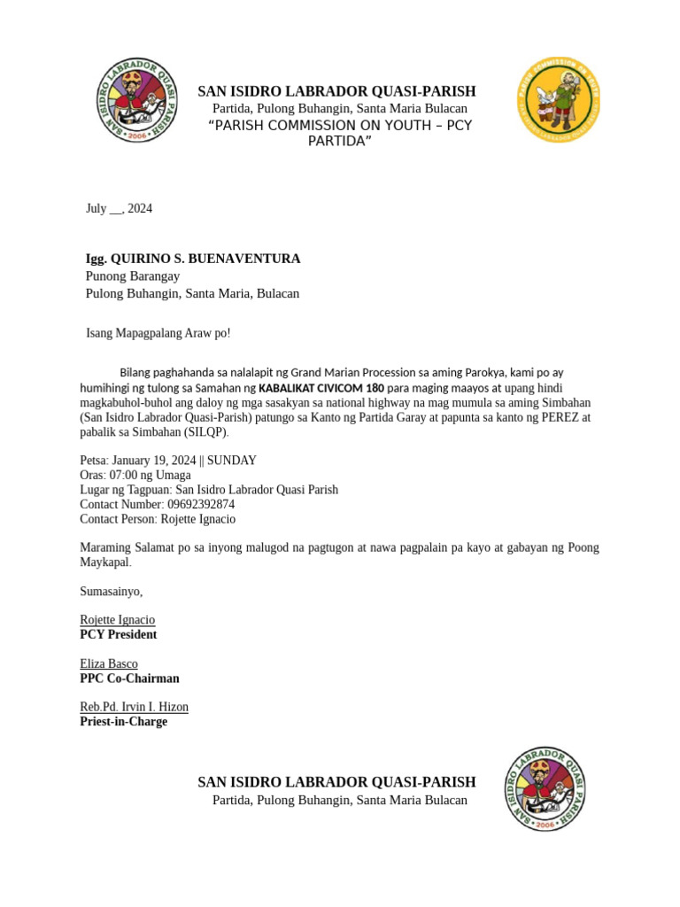 Tanod-Letter Request | PDF