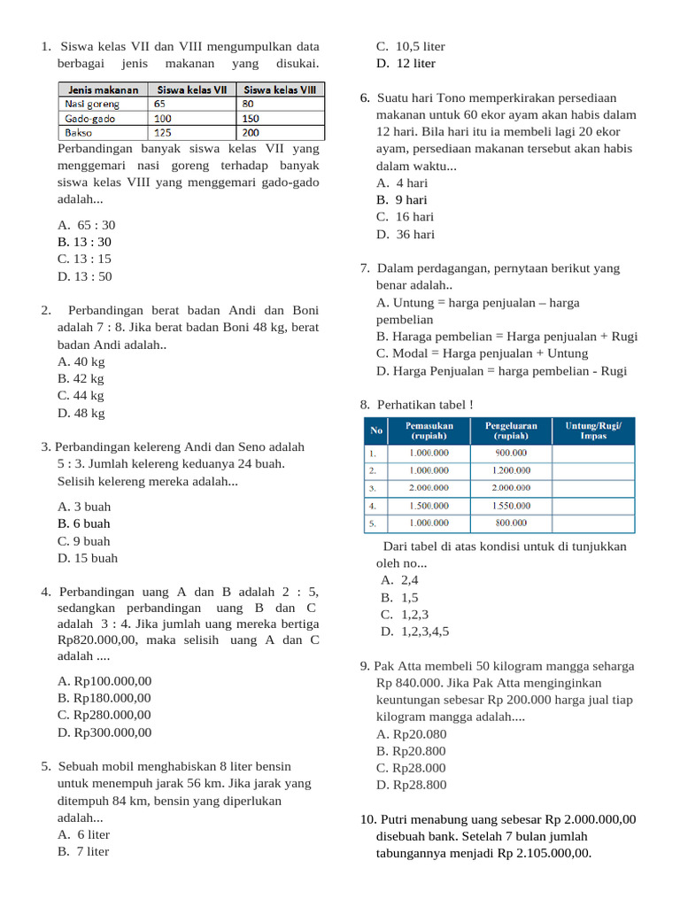 Latihan Soal PAT | PDF
