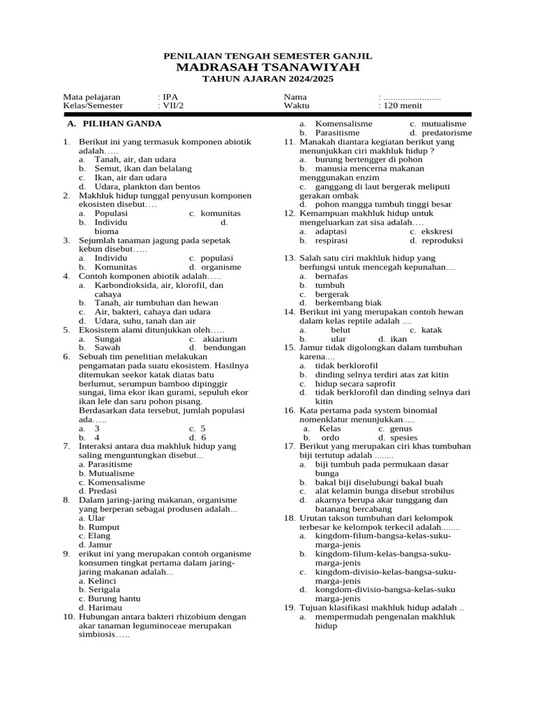 Ipa Vii Mid Genap 2025 | PDF