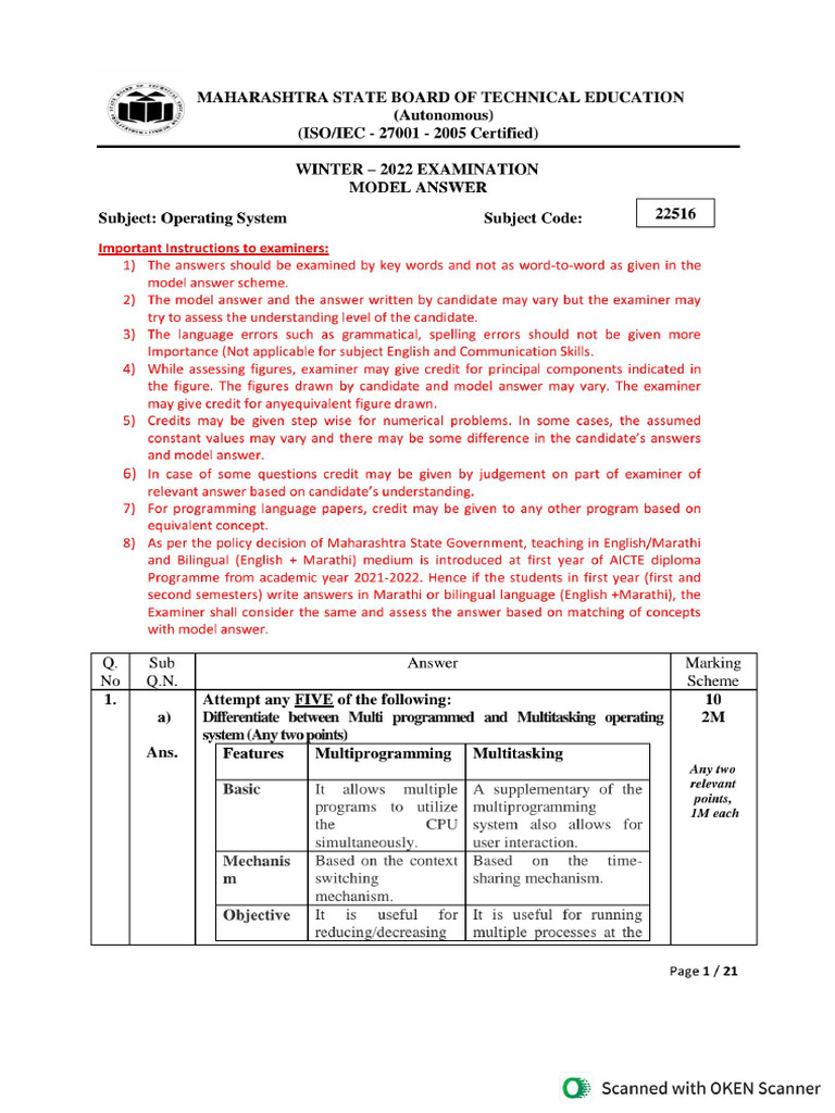 Osy Answer Paper | PDF