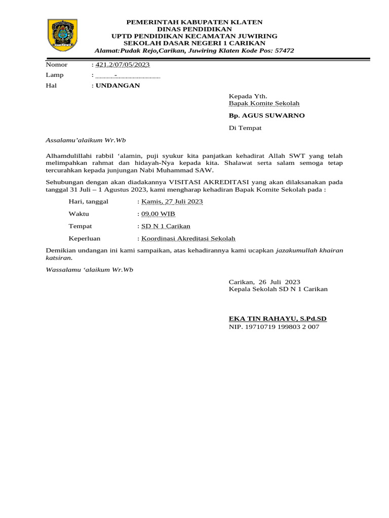 UNDANGAN Persiapan Akreditasi | PDF