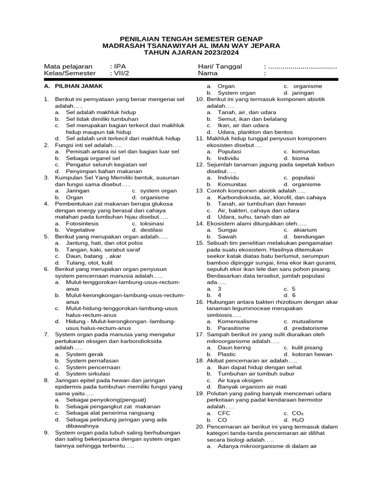 Ipa Mid Genap 7 2024 | PDF