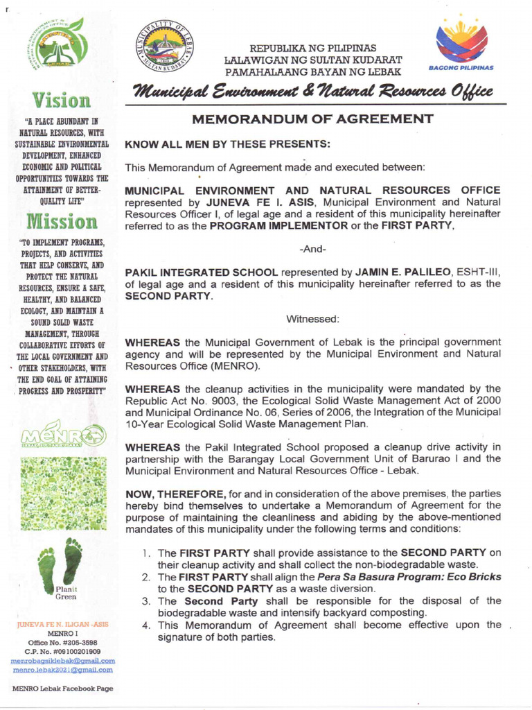 Moa Clean Up Drive Program | PDF
