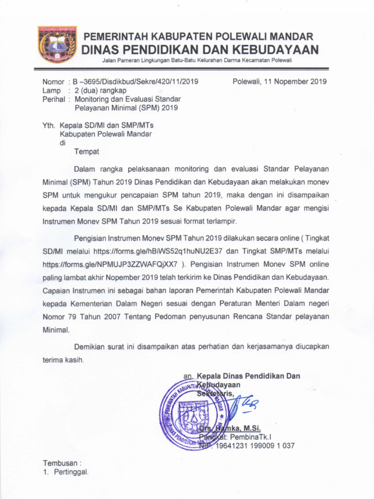 Surat Monev SPM | PDF