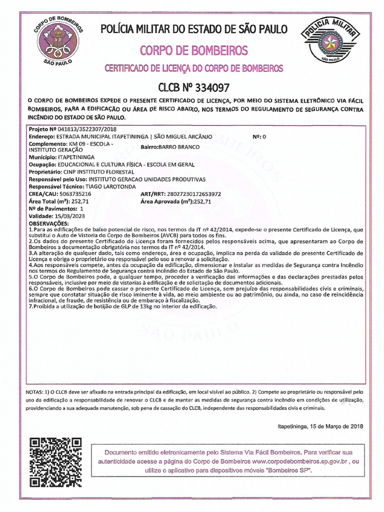 Licenca Do Corpo de Bombeiros | PDF