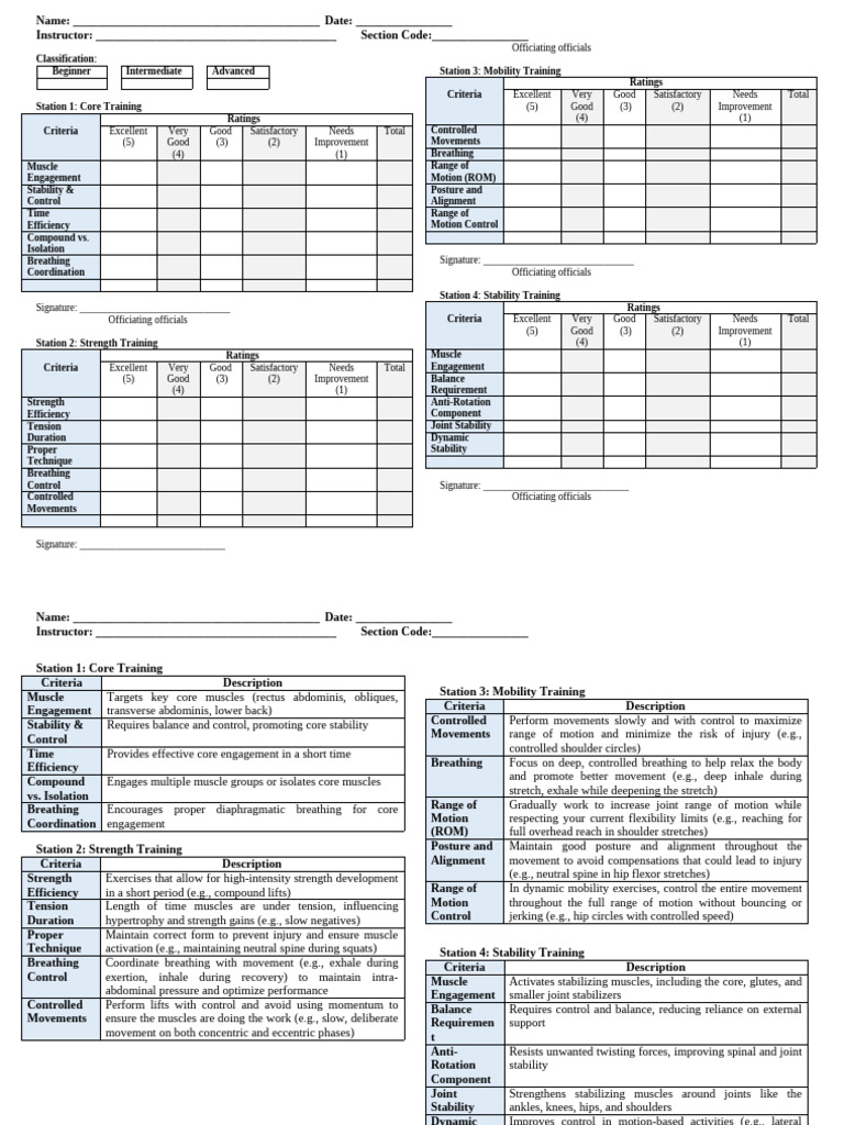 Circuit-Training Rubrics Pathfit2 | PDF | Musculoskeletal System