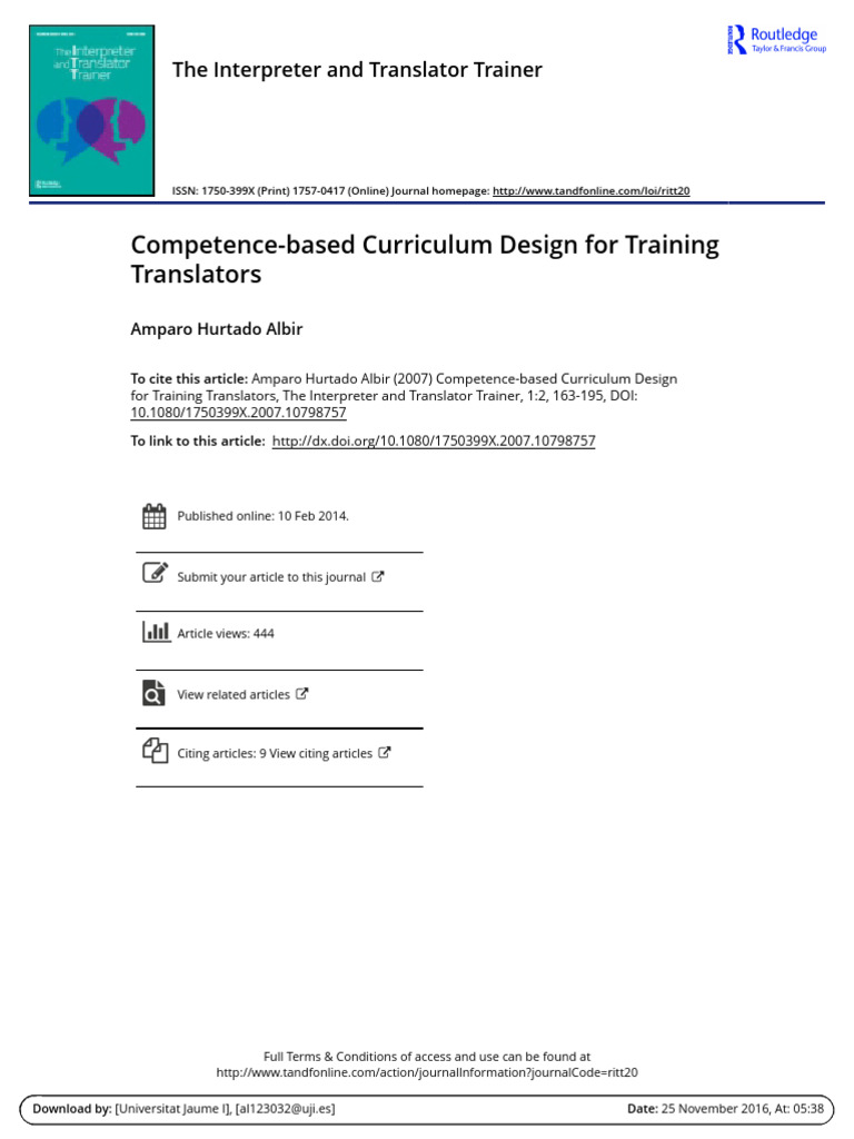 Competence Based Curriculum Design For Training Translators | PDF ...