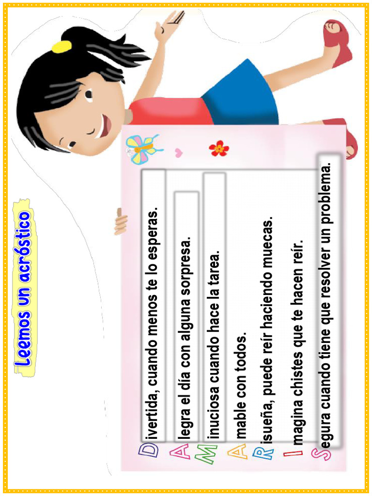 Leemos Un Acróstico de Nombre Maestra Janet | PDF