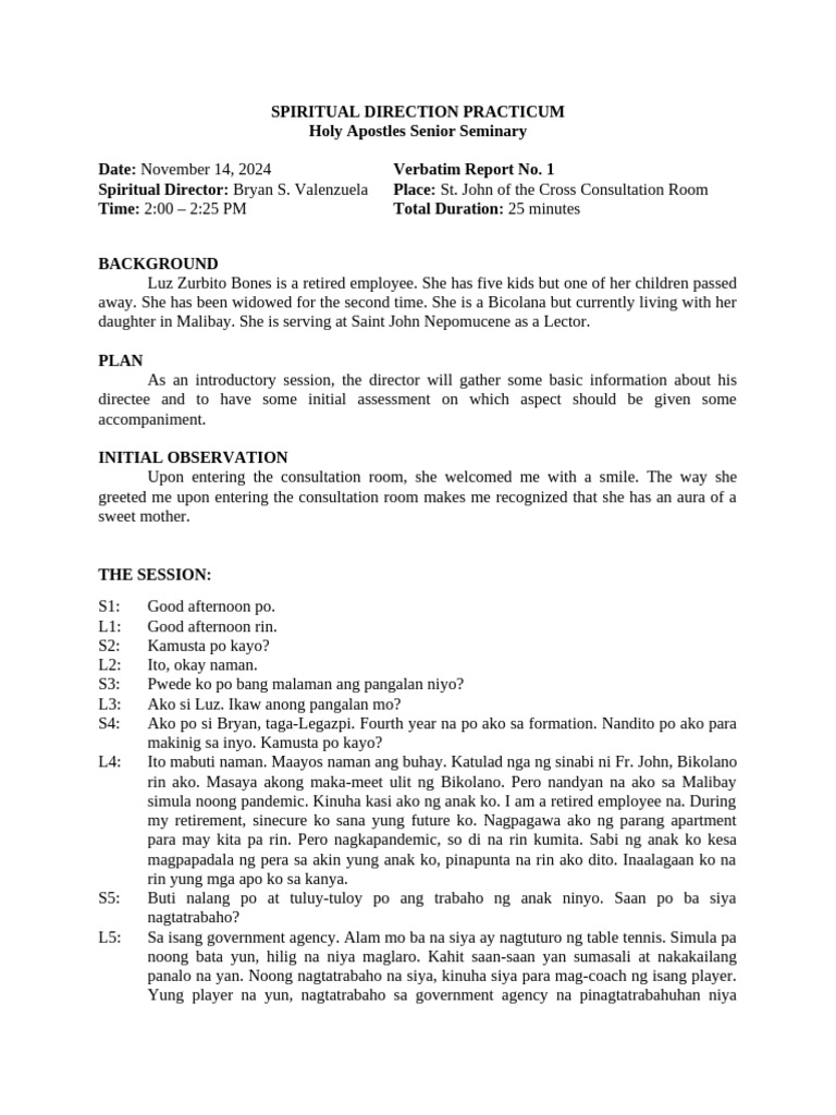 Spiritual Direction Practicum - 1 | PDF