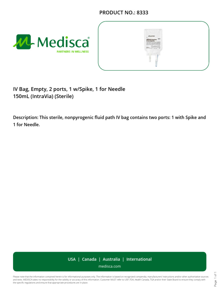 8333 Medisca Spec Sheet | PDF
