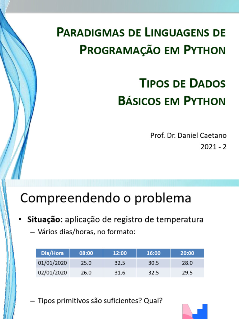 ARA0066 Aula06 | PDF | Python (linguagem de programação) | Tipo de dados