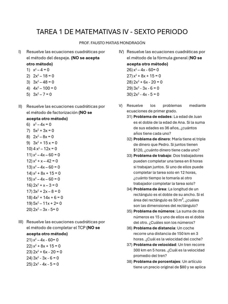 Tarea 1 de Matemativas IV-sexto Periodo | PDF