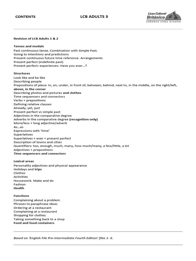 Contents LCB Adult | PDF