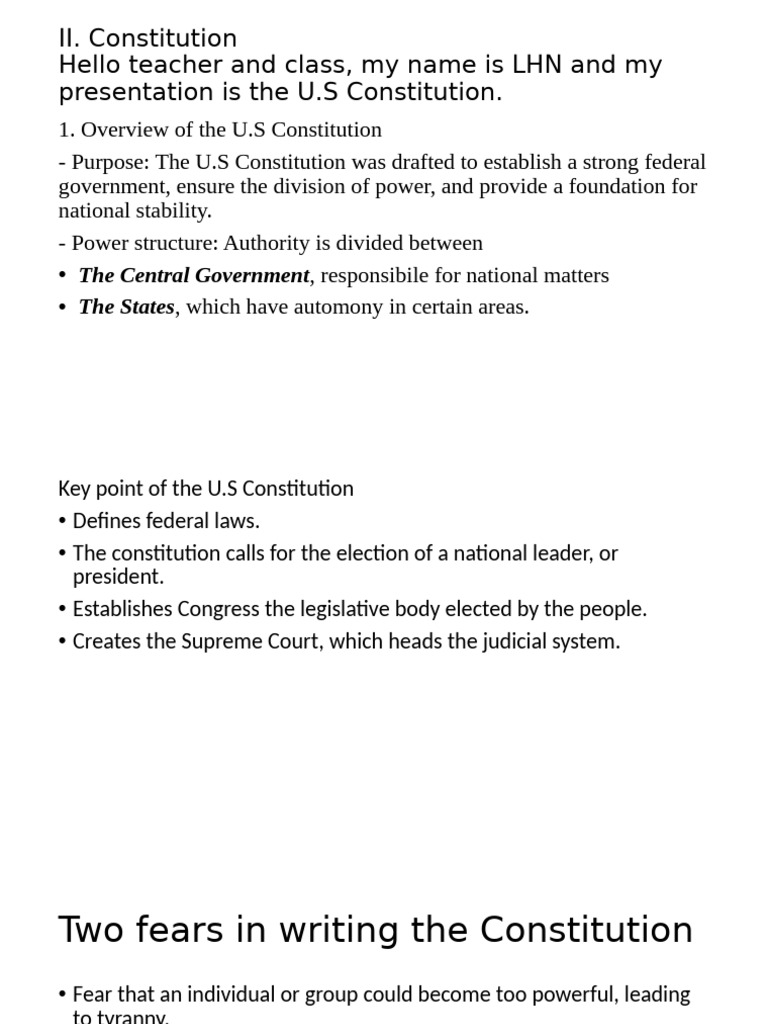 Overview of the U.S. Constitution | PDF