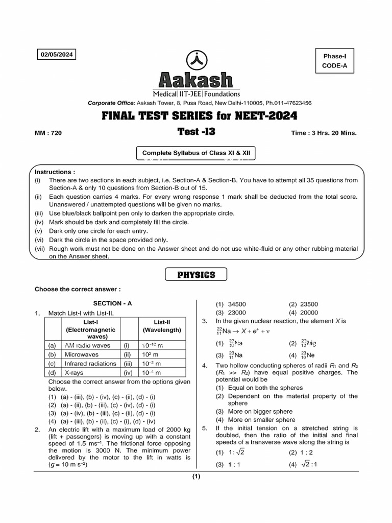 FTS 13 (A) (P1) - 02 05 2024 | PDF