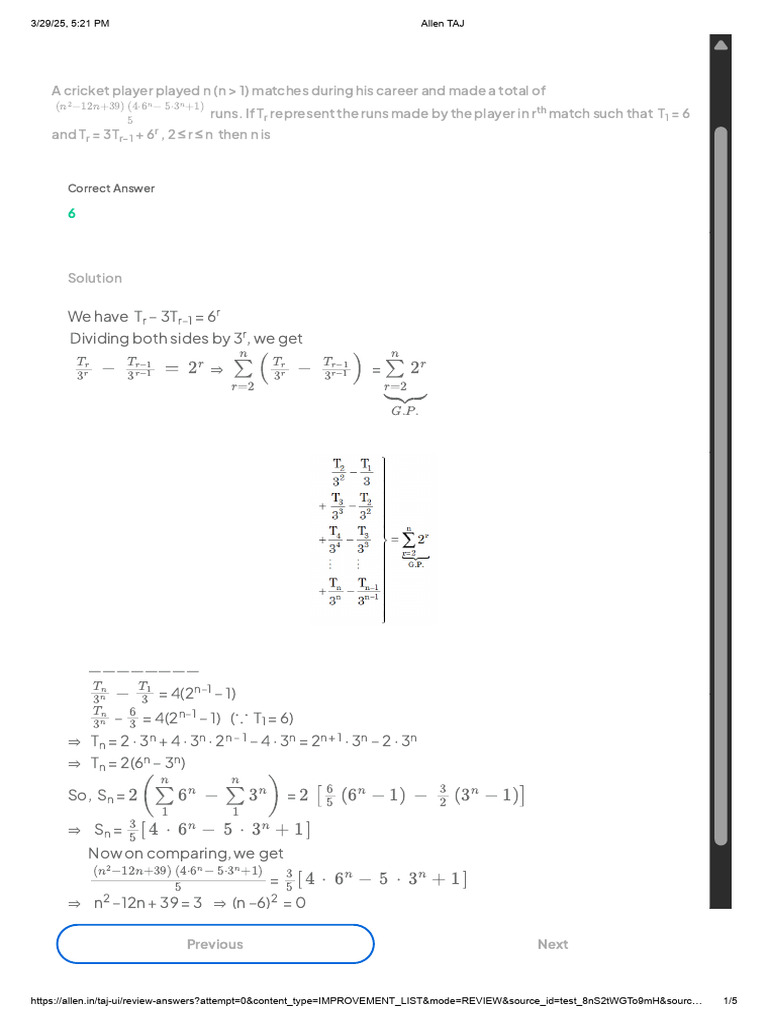 Cricket Run Problem Sequence and Series | PDF | Quadratic Equation ...