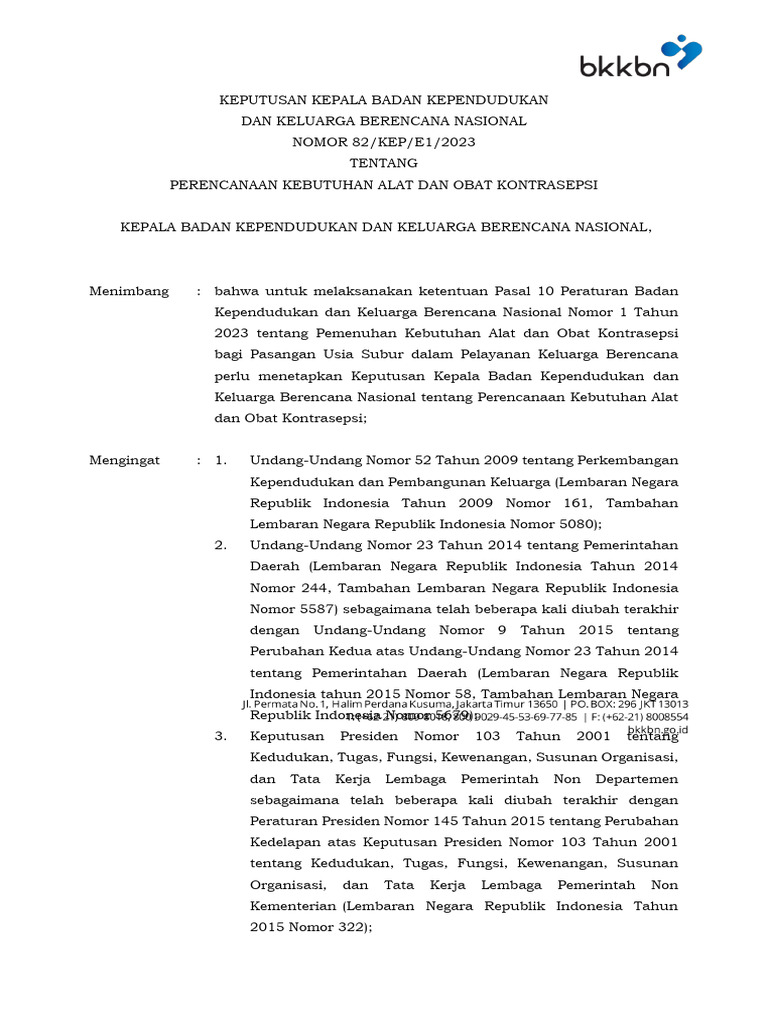 82.KEP.E1.2023 Tentang Perencanaan Kebutuhan Alokon Final | PDF