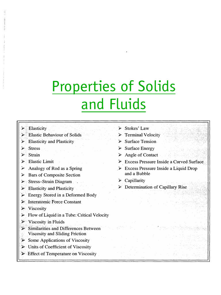Properties of Solids and Fluids Explained | PDF | Elasticity (Physics ...