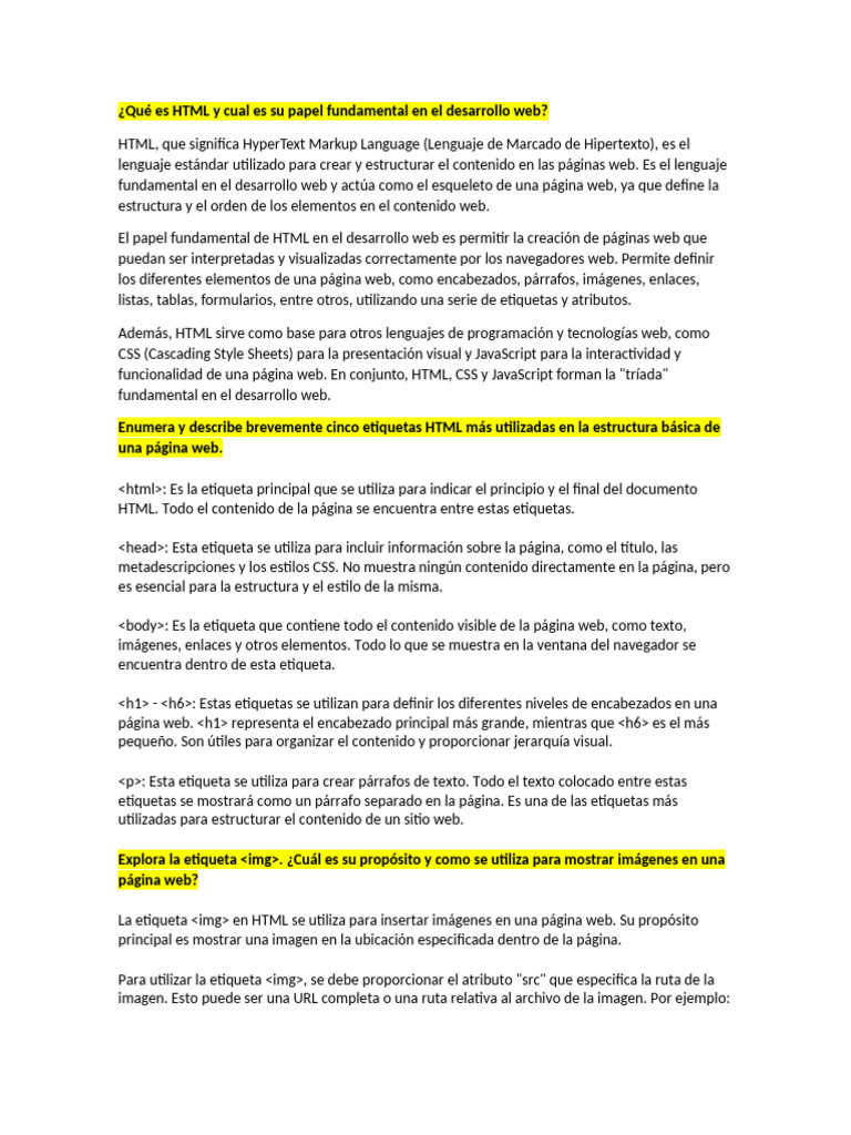 Importancia de HTML en Desarrollo Web | PDF | Hipervínculo | HTML