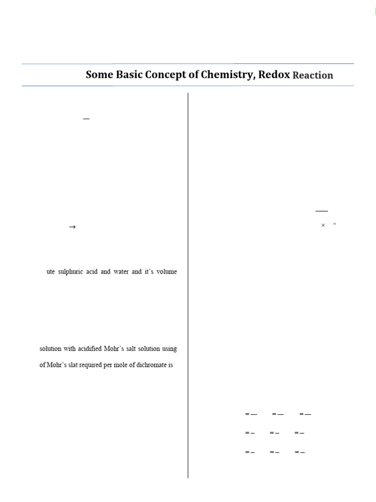 DPP - Basic Concept & Redox Reaction | PDF | Mole (Unit) | Titration
