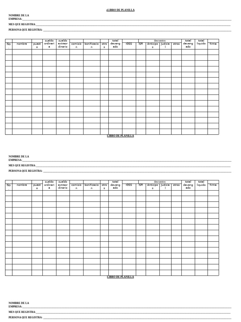Libro de Planilla | PDF
