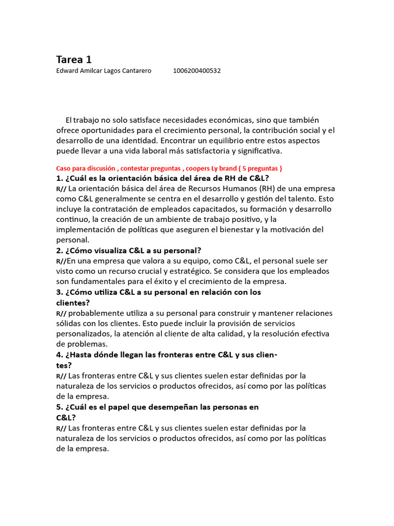 Tarea Gestion Recursos Humanos Edward | PDF